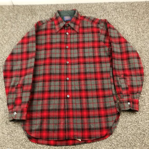 Pendleton | Shirts | Vintage Pendleton Shirt Wool Flannel Ls Button Red ...